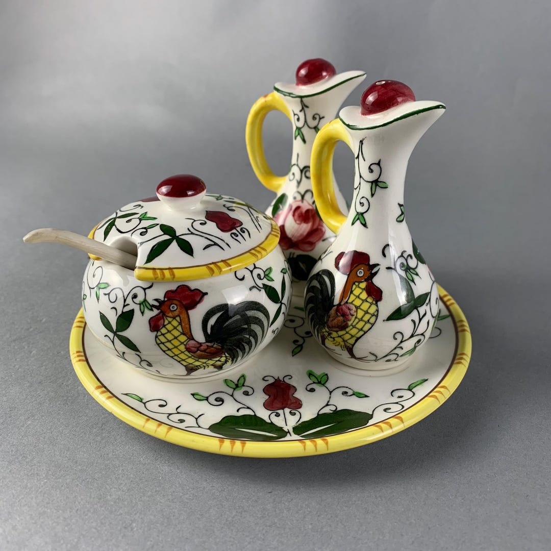 Rooster & Roses Hand Painted Porcelain Japan Condiment Tray - Etsy