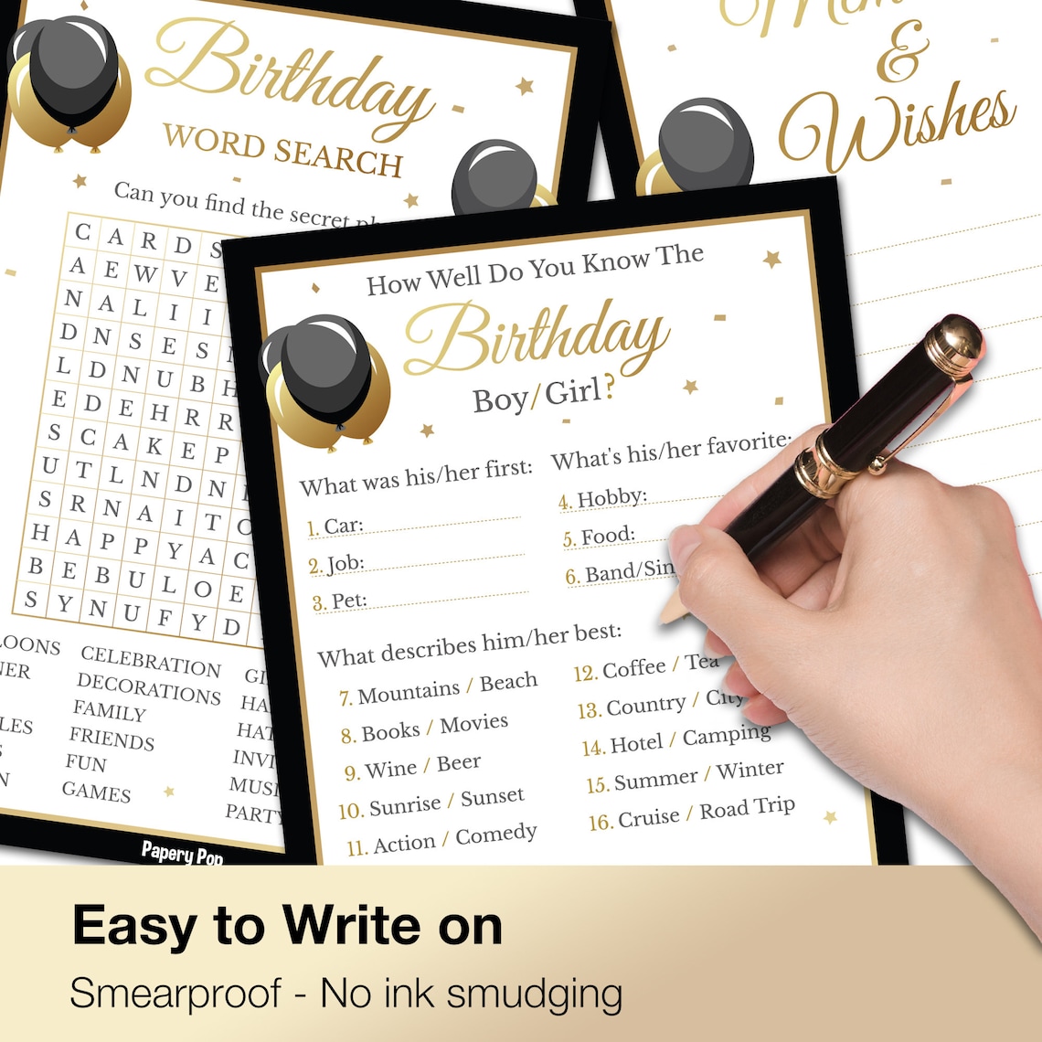 PRINTED Cards Birthday Party Games Set of 4 Activities for - Etsy