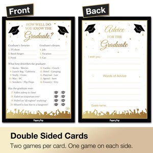PRINTED Cards - Graduation Party Games - Set of 4 Activities for 30 ...