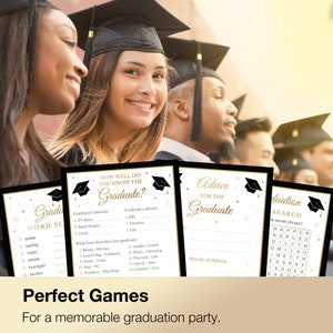 PRINTED Cards - Graduation Party Games - Set of 4 Activities for 30 ...