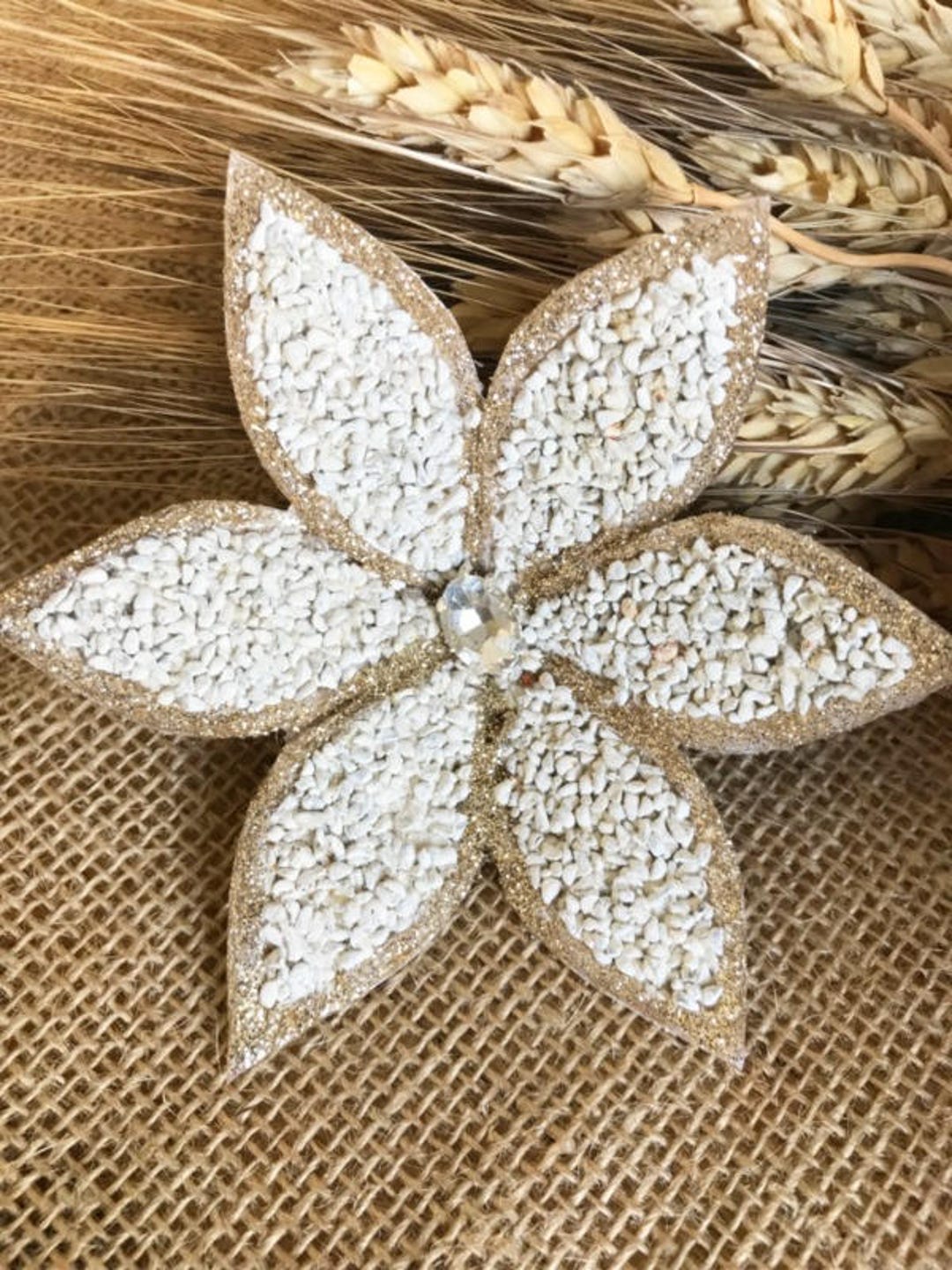Two White Esfand Flower With Gold Trim for Sofreh Aghd Persian Ceremony ...