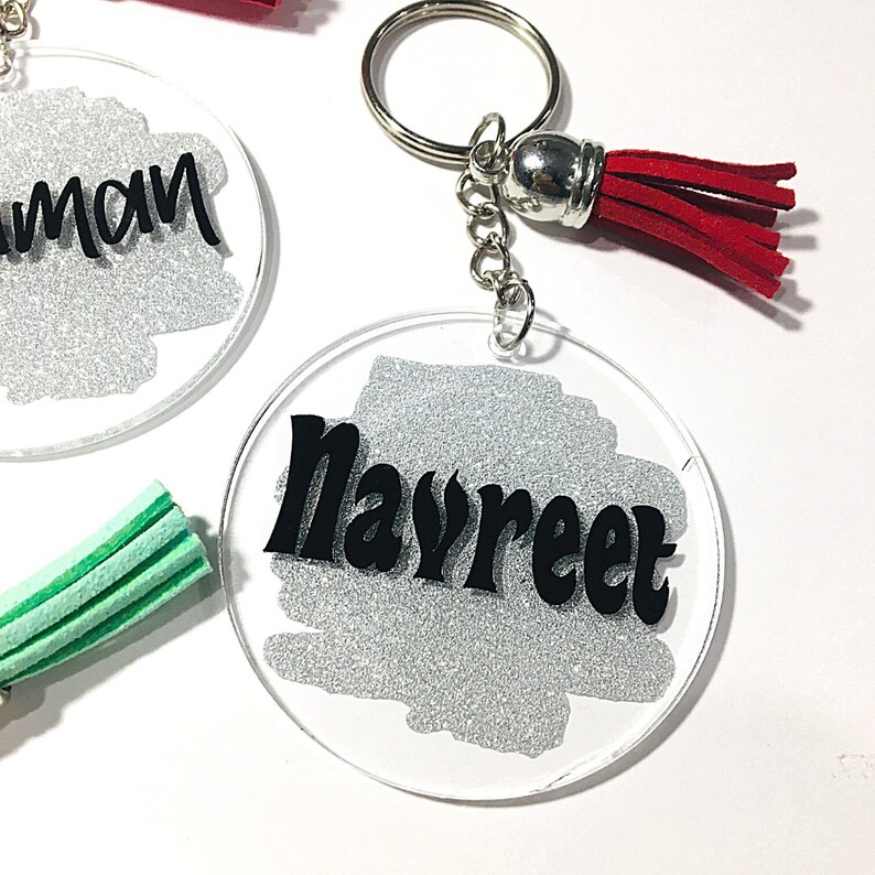 Cute Custom Glitter Acrylic Disc Car Keychain for Women, Gift for Her ...