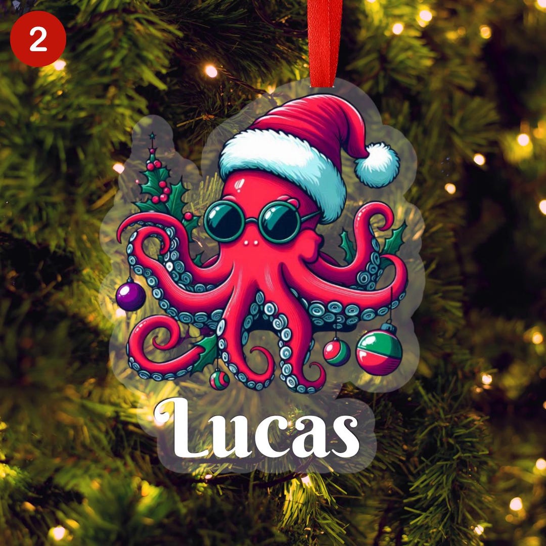 Octopus Ornament for Kids, Personalized Acrylic Christmas Tree ...