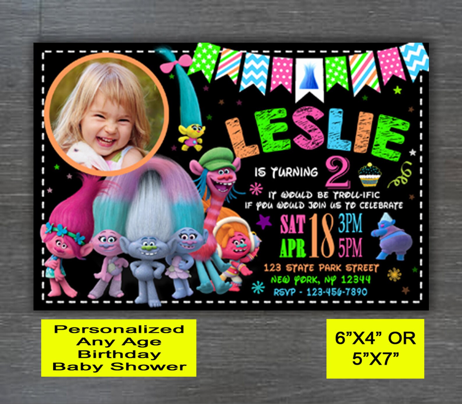 Trolls Invitation, Trolls Birthday Invite,trolls Birthday Invitation ...
