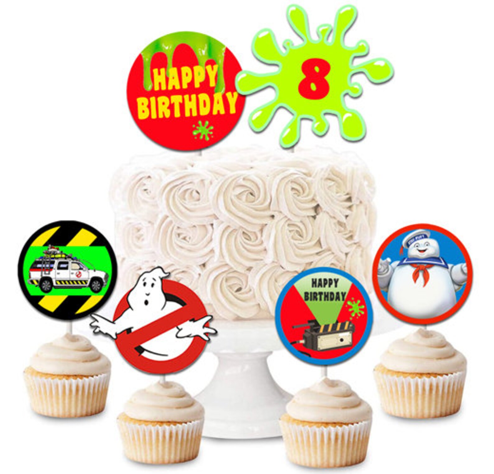 9 Designs Ghostbusters Party Cupcake Topper, Ghostbusters Birthday Cake ...