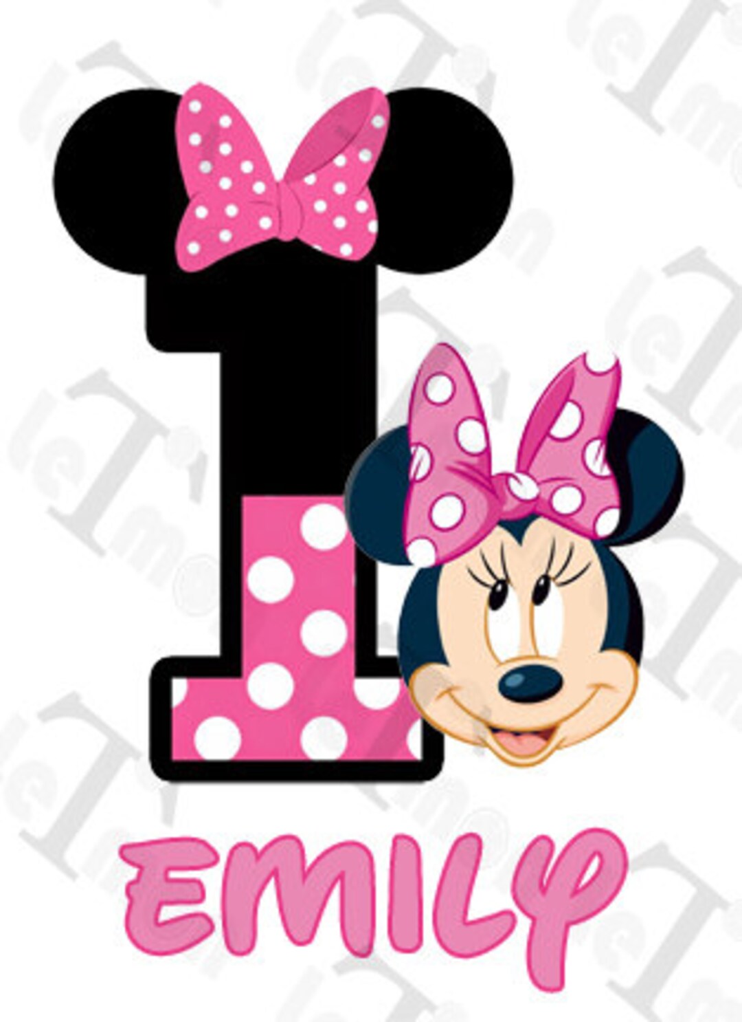 Minnie Mouse PERSONALIZED Name and Age Digital Iron on Transfer Image ...