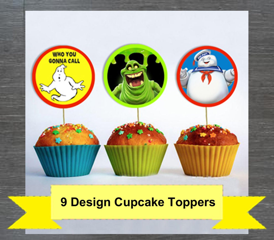 9 Designs Ghostbusters Party Cupcake Topper, Ghostbusters Birthday Cake ...