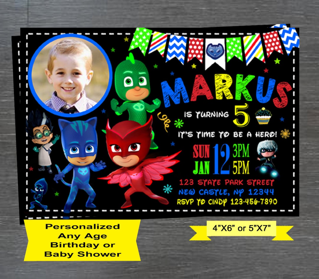 PJ Masks Invitation, PJ Masks Birthday Party, PERSONALIZED Pj Masks ...