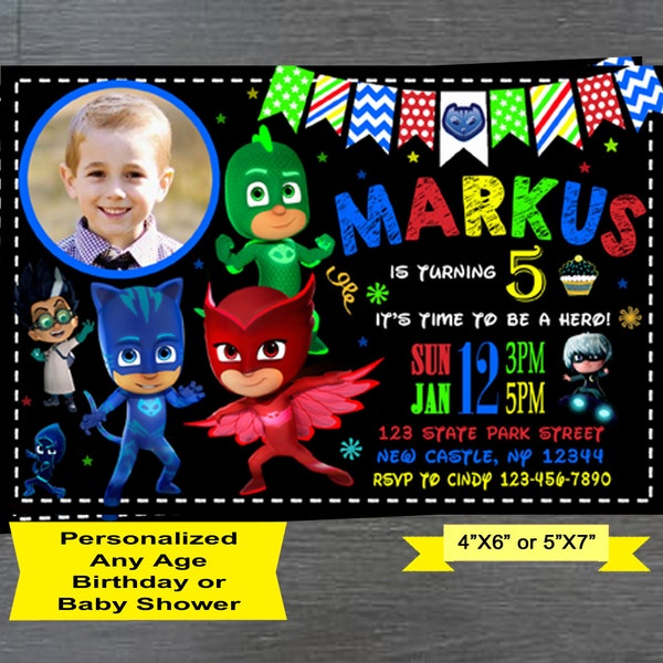 Pj Masks Invitation - Etsy