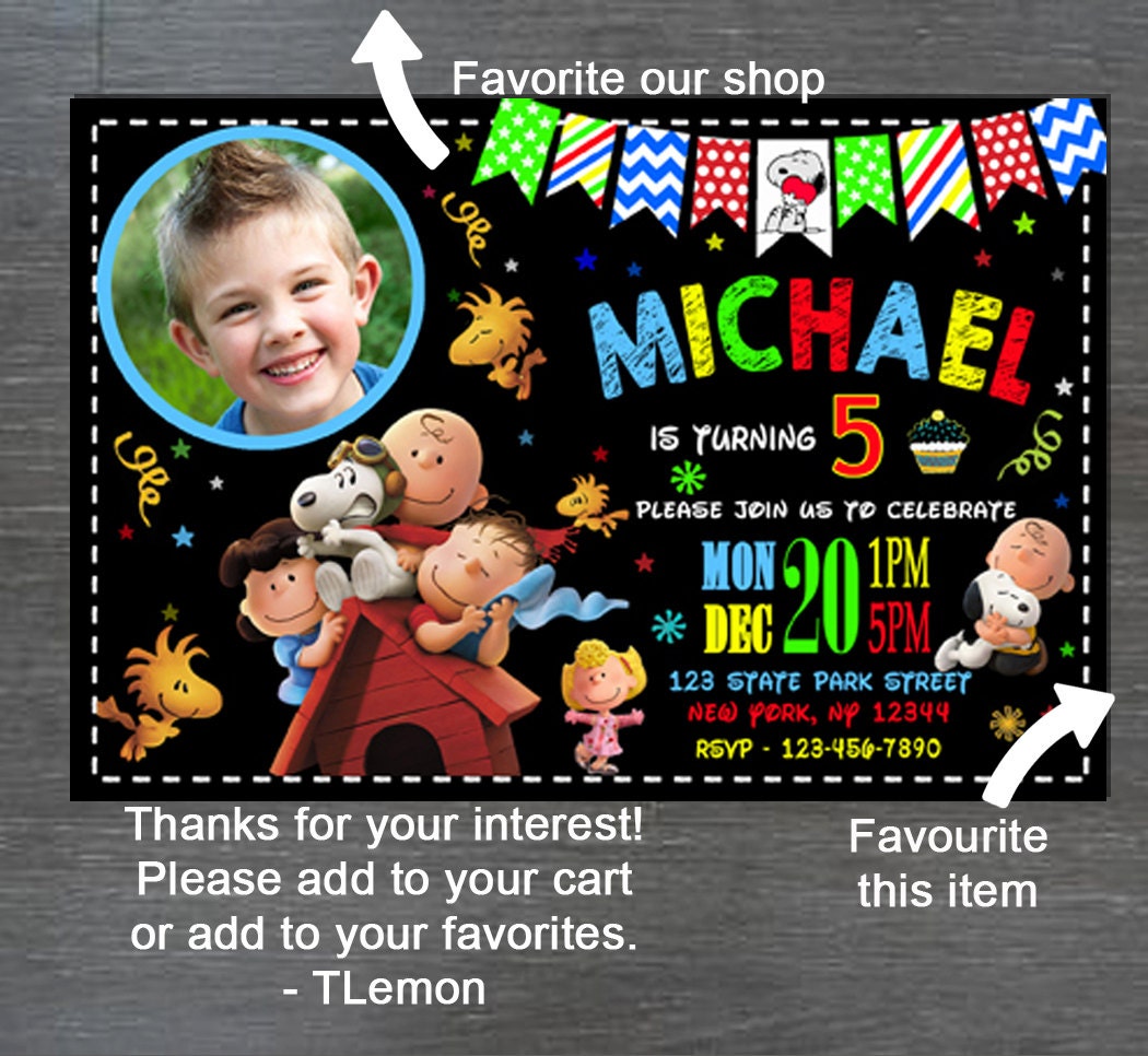 Snoopy Invitation, Peanuts Invitation, Snoopy Invite, Snoopy Party ...