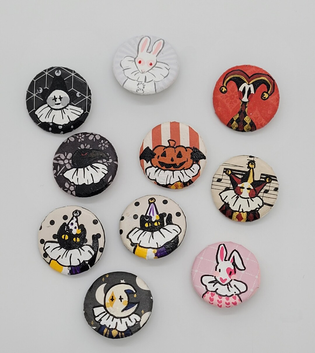 Upcycled Clown Button Pins - Etsy