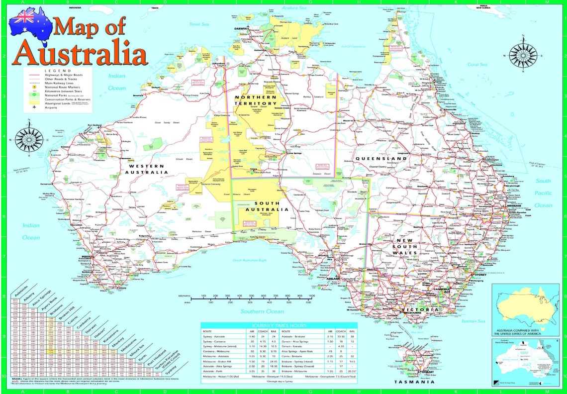 Australia Map A3 Size Learning Educational Poster Wall Chart - Etsy