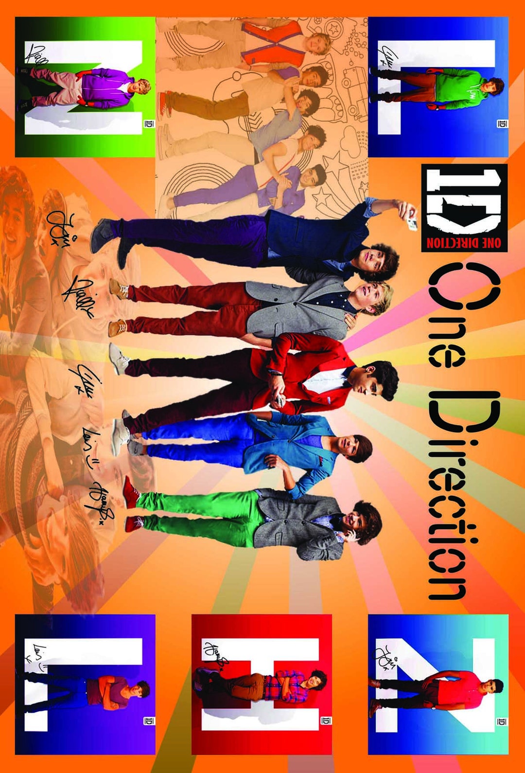 One Direction A4 Size Laminated Celebrities Music Band Poster Wall ...