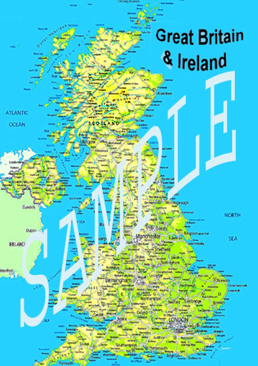 A1 Large Laminated UK MAP Educational School Type Poster Wall Chart ...