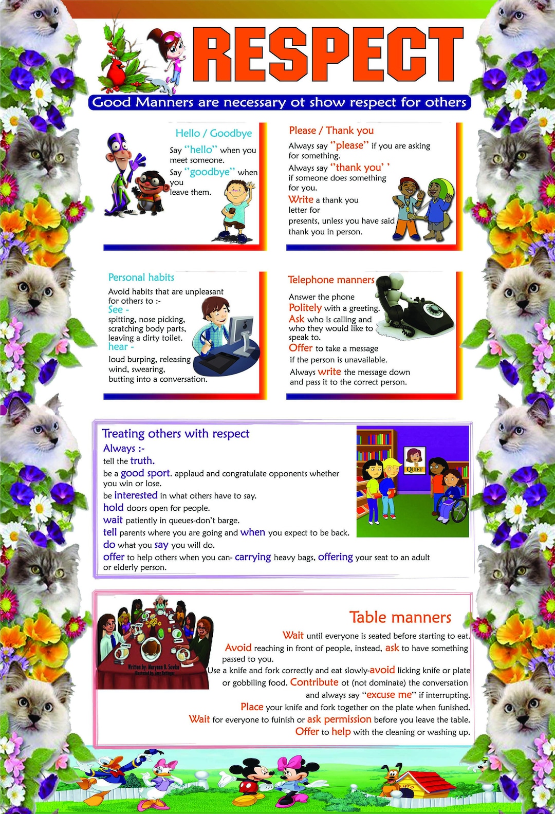 Respect A2 Size Laminated Learning Educational Children Kids Poster ...