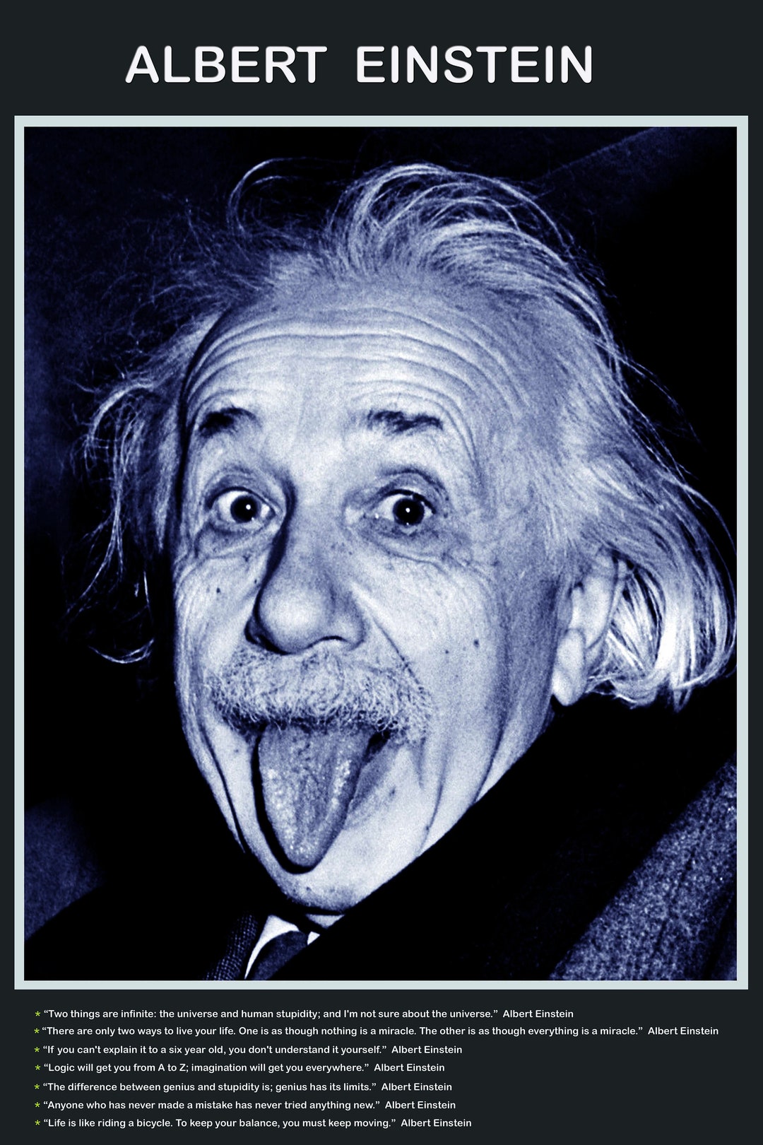Laminated ALBERT EINSTEIN Poster Wall Chart - A4 Size - Etsy