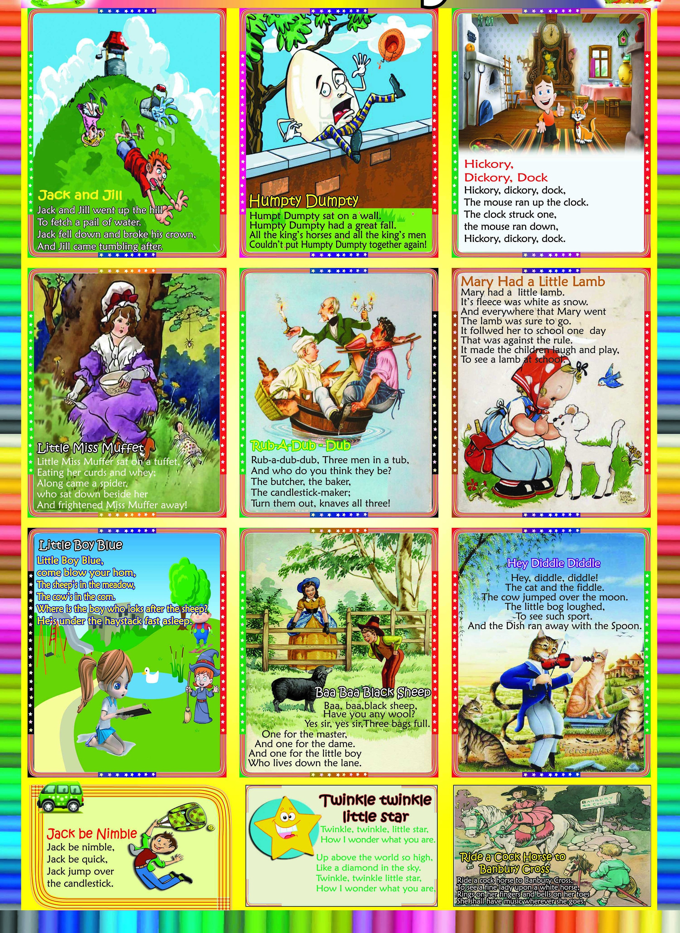 Laminated Nursery Rhymes Learning Kids Educational School Type Poster ...