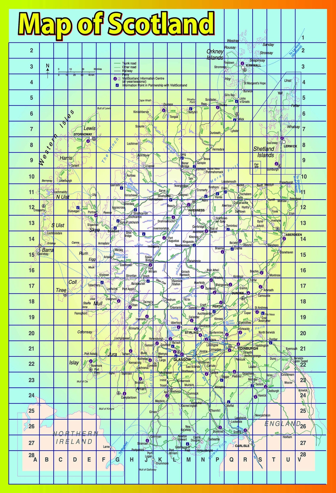 Scotland Map A2 Size Laminated Learning Educational Poster Wall Chart ...