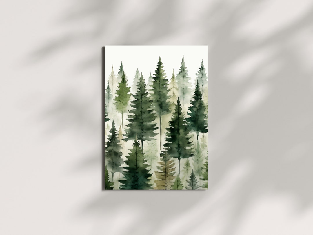 Watercolor Forest Note Cards, Pine Tree Note Cards, Greeting Cards 5x7 ...