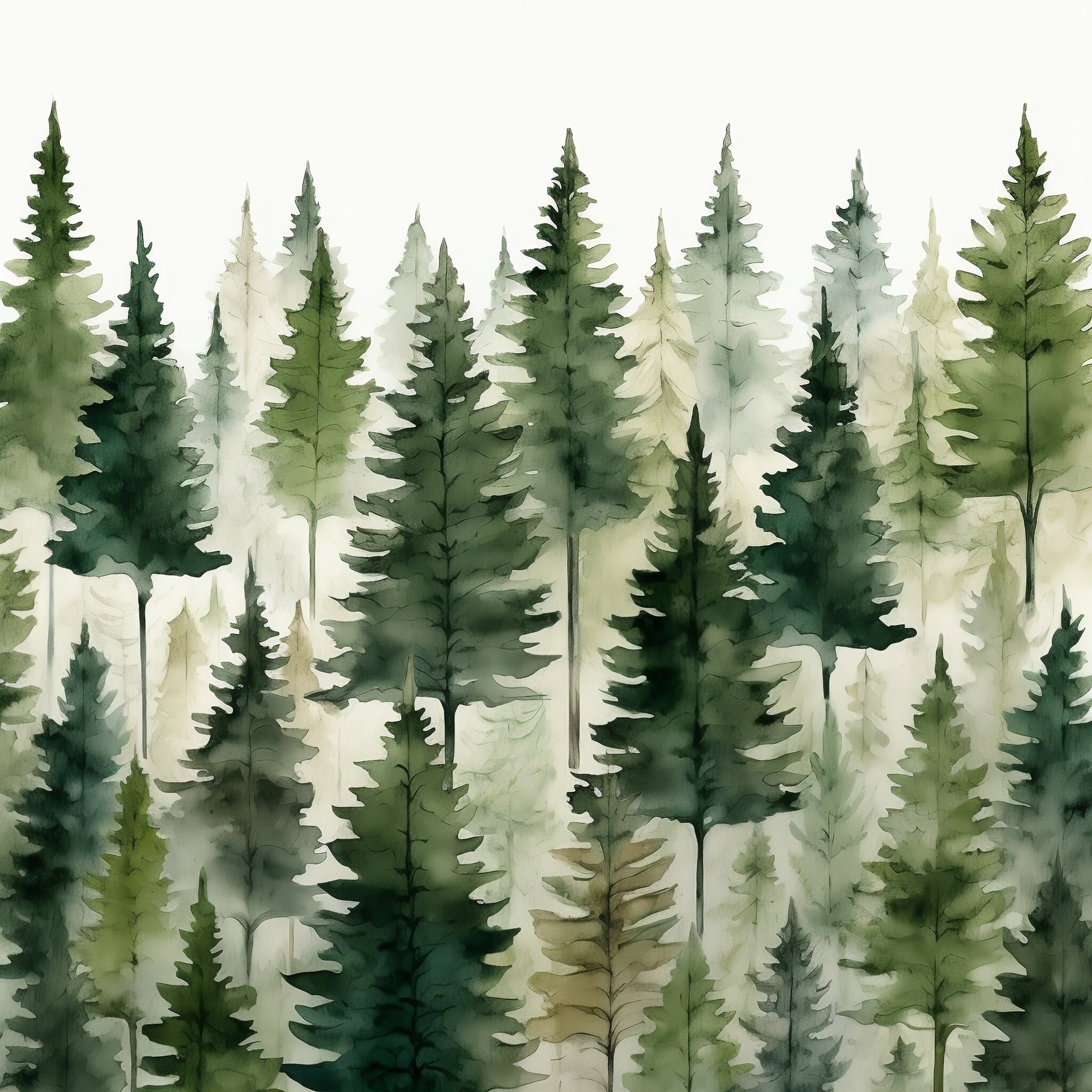 Watercolor Forest Note Cards, Pine Tree Note Cards, Greeting Cards 5x7 ...