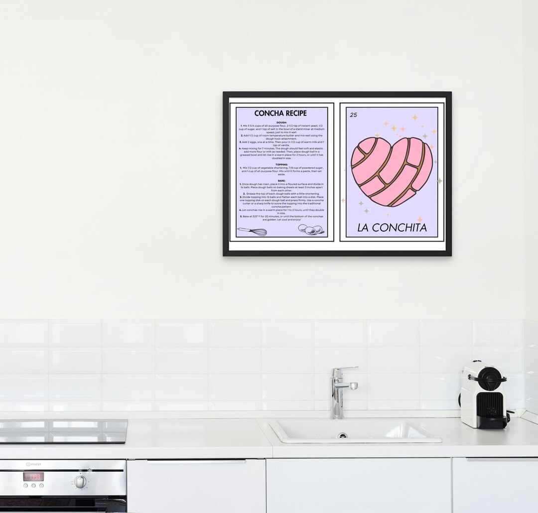 Concha Loteria Recipe Card Art Print, Framed Concha Pan Dulce Recipe ...