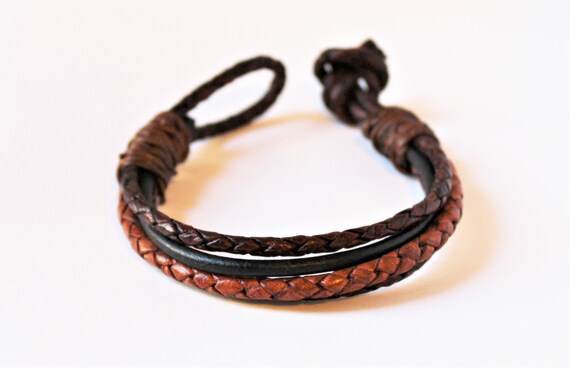 Adjustable leather bracelet mens store