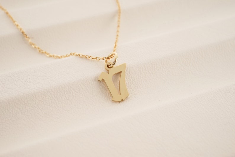 Number Necklace Old English Number Old English Letter Number | Etsy