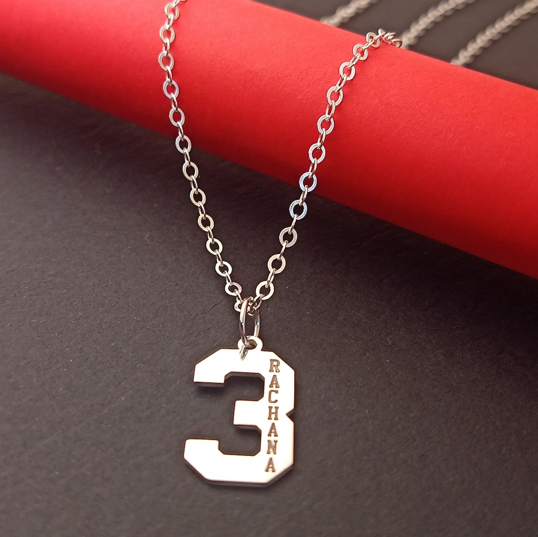 Custom Sports Numbers Name Necklace, Player Sports Number Name Necklace ...