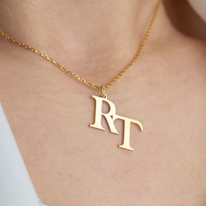 Custom Two Letter Necklace,personalized Double Letter Pendant, Double ...