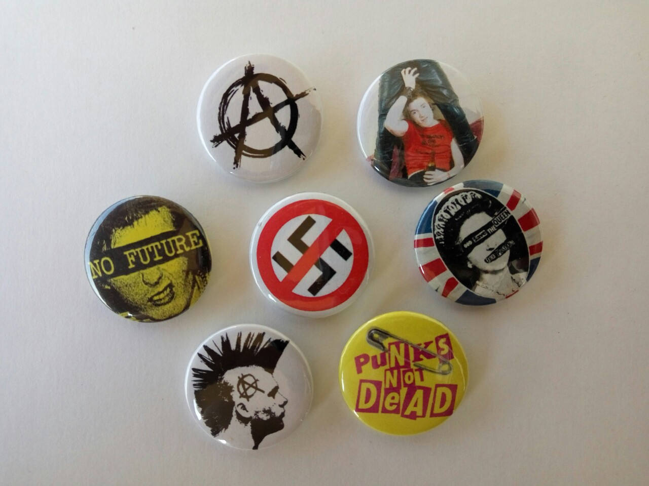 Punk Rock Buttons Set Of 7 Badges Pins Punks Not Deadgod Etsy
