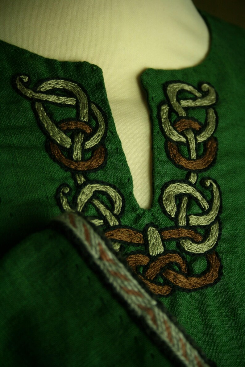 Viking Early Medieval Embroidered Linen Tunic With Tablet Weaving Hems ...