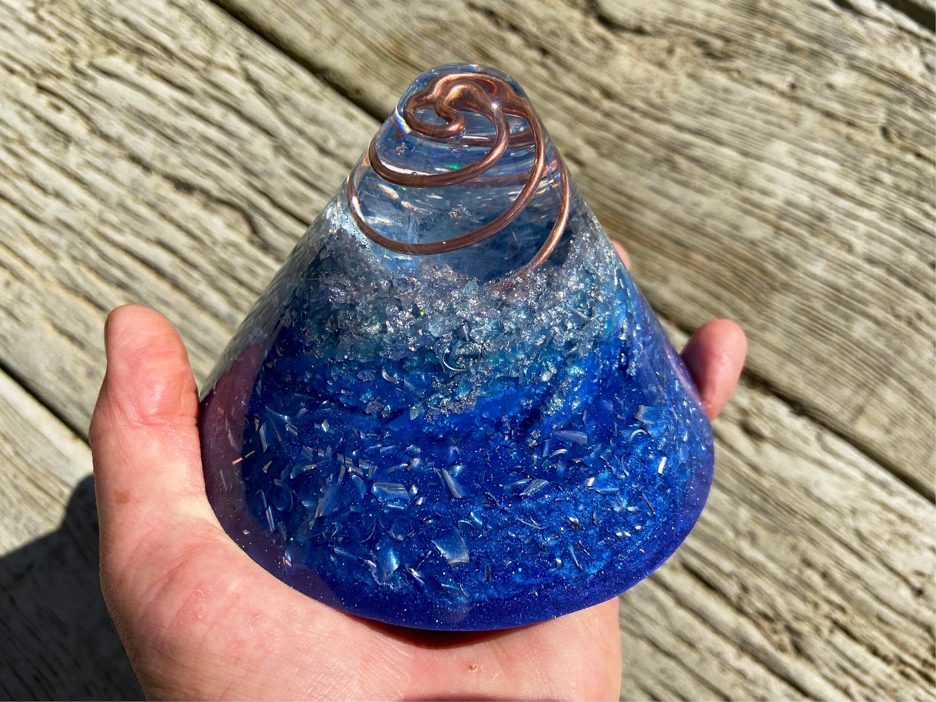 Blue Orgone Cone A Blue Orgone Spiral Core and SBB Coiled Quartz High ...