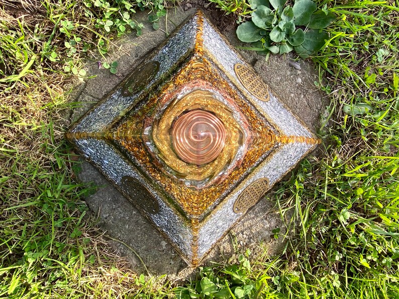 XL Orgone Generator Pyramid Featuring Sacred Geometry and Tigers Eye ...