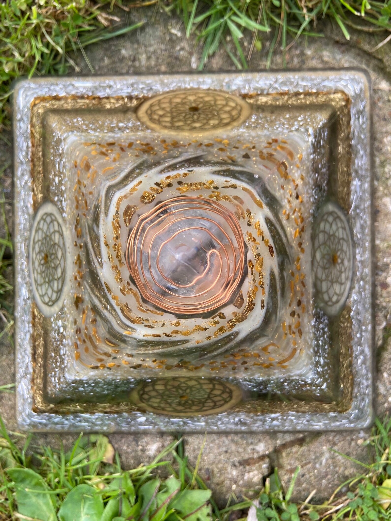 XL Tigers Eye & 24k Gold Pyramid Orgone Energy Generator-copper SBB ...