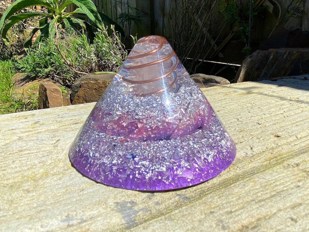 Purple Orgone Cone - an Ombré Silver, Pink and Purple Orgone Spiral ...
