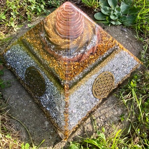 XL Orgone Generator Pyramid Featuring Sacred Geometry and Tigers Eye ...