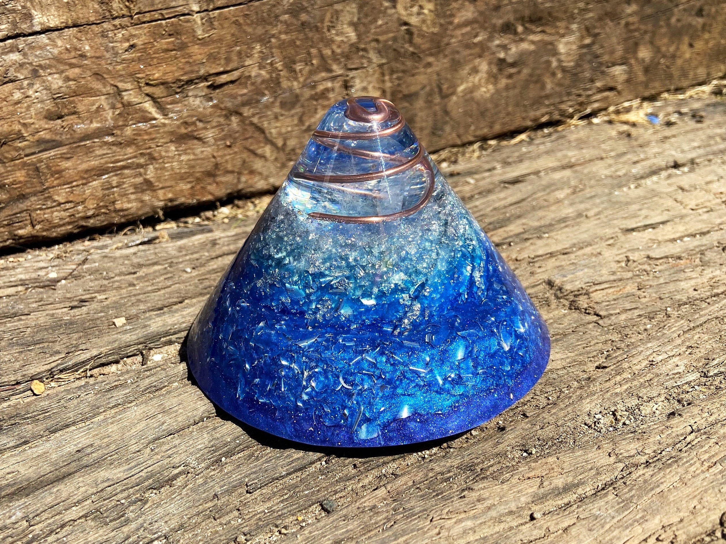 Blue Orgone Cone A Blue Orgone Spiral Core and SBB Coiled Quartz High ...