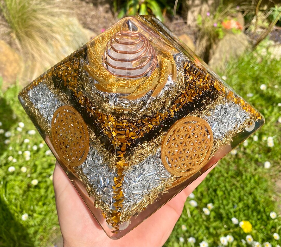 Large Orgone Generator Pyramid Featuring Sacred Geometry and Tigers Eye ...