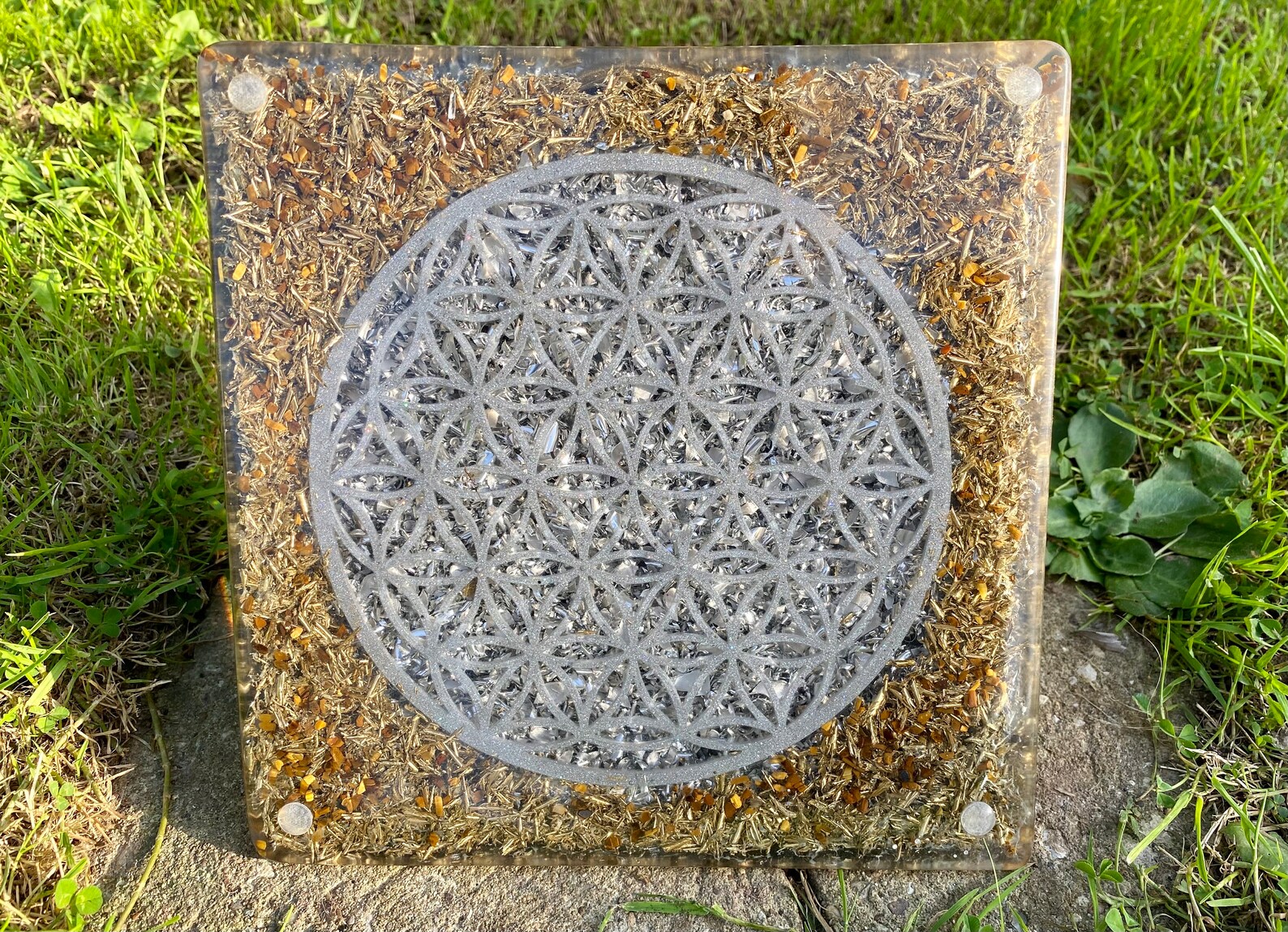 XL Orgone Generator Pyramid Featuring Sacred Geometry and Tigers Eye ...