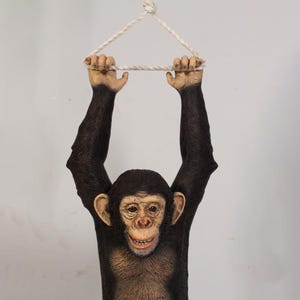 Monkey Chimpanzee Hanging on Rope Life Size Statue - Etsy