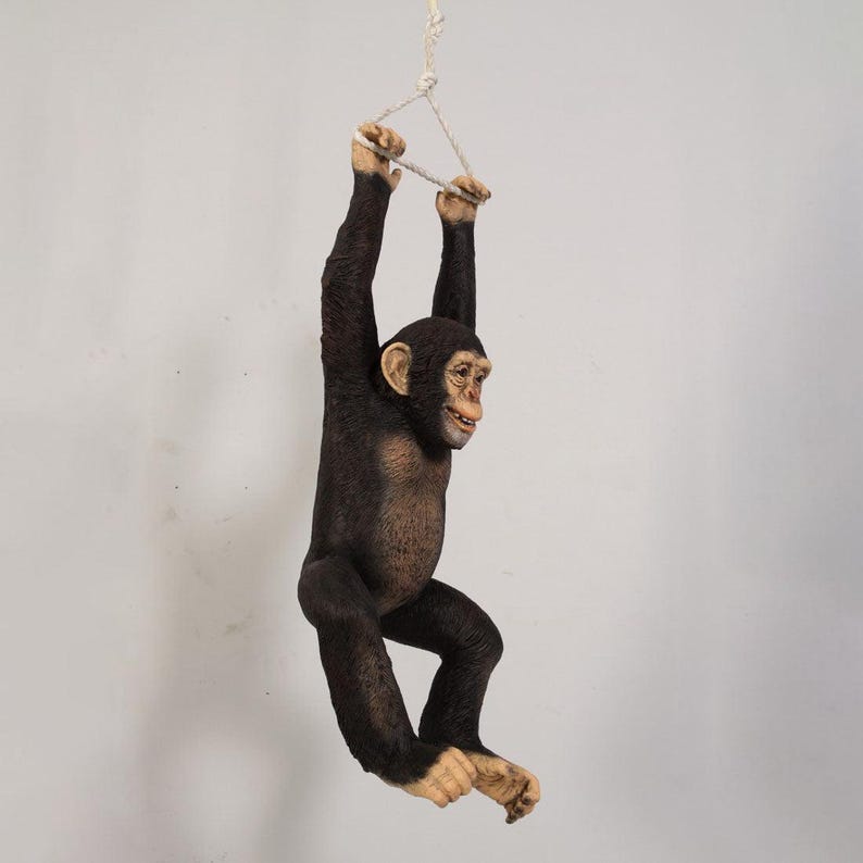 Monkey Chimpanzee Hanging on Rope Life Size Statue - Etsy