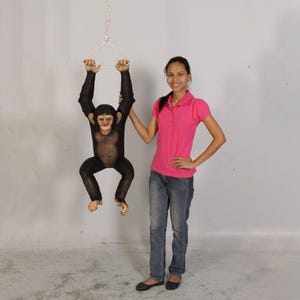 Monkey Chimpanzee Hanging on Rope Life Size Statue - Etsy