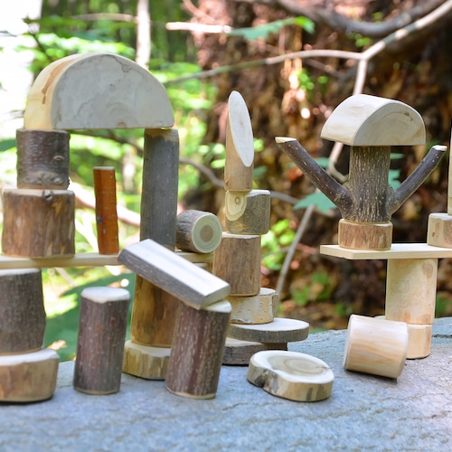 20 Natural Tree Building Blocks Montessori Inspired Wooden Toy - Etsy