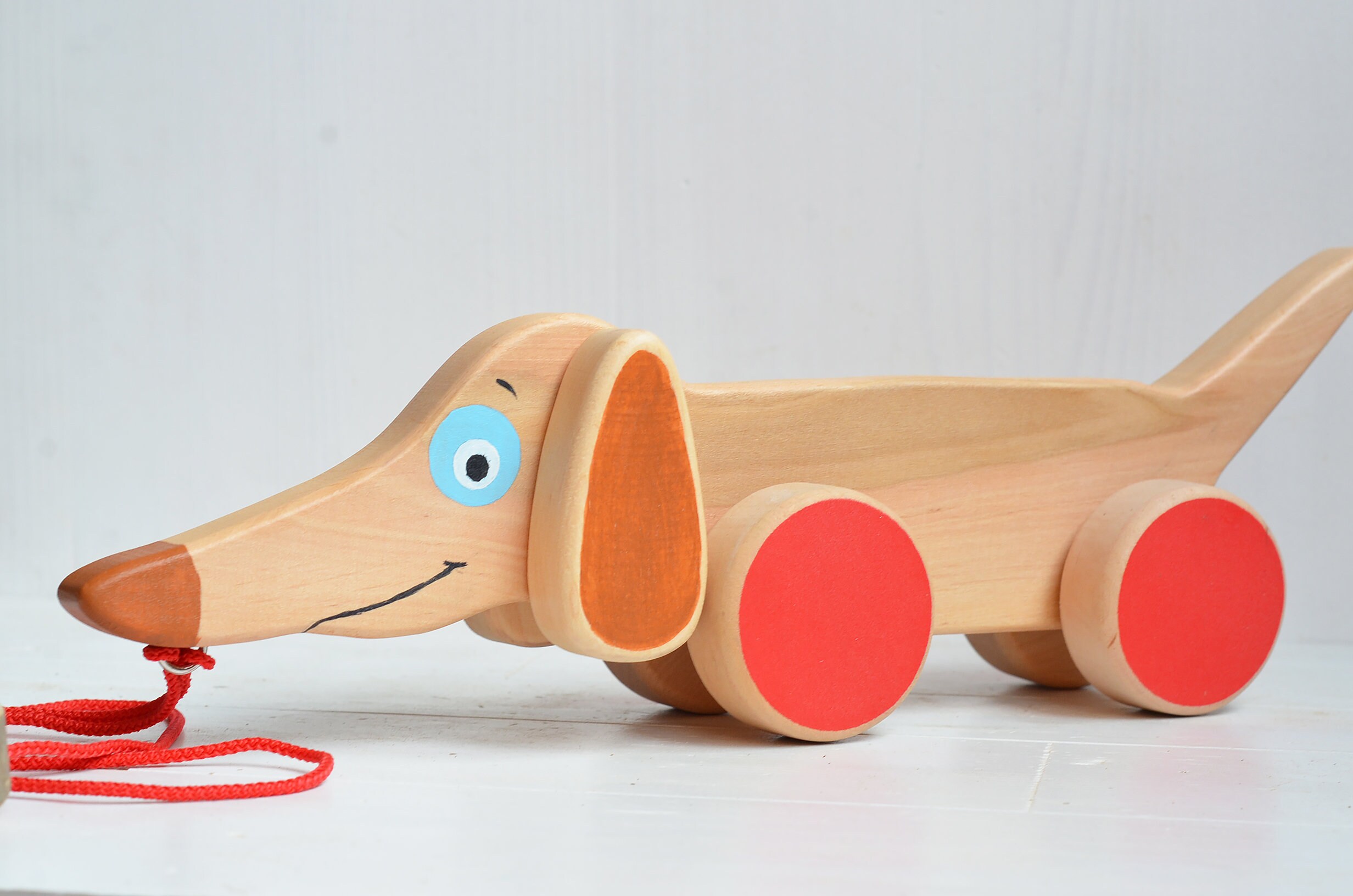 Sausage dog push and pull toy Wooden dog Wood toy animal | Etsy