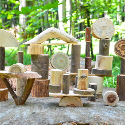 20 Natural Tree Building Blocks Montessori Inspired Wooden Toy - Etsy