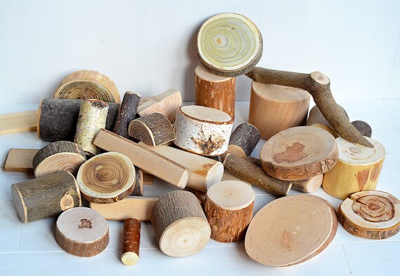 Toys Toys & Games Tree Branch Building Blocks 40 Natural Wood Building ...