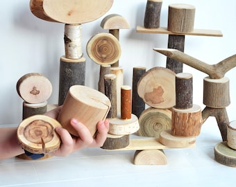 Natural Wooden Kids Toy 75 Tree Building Blocks Unisex Wood - Etsy