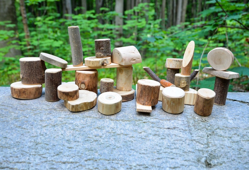 30 Tree Building Blocks Natural Wooden Toy Montessori - Etsy