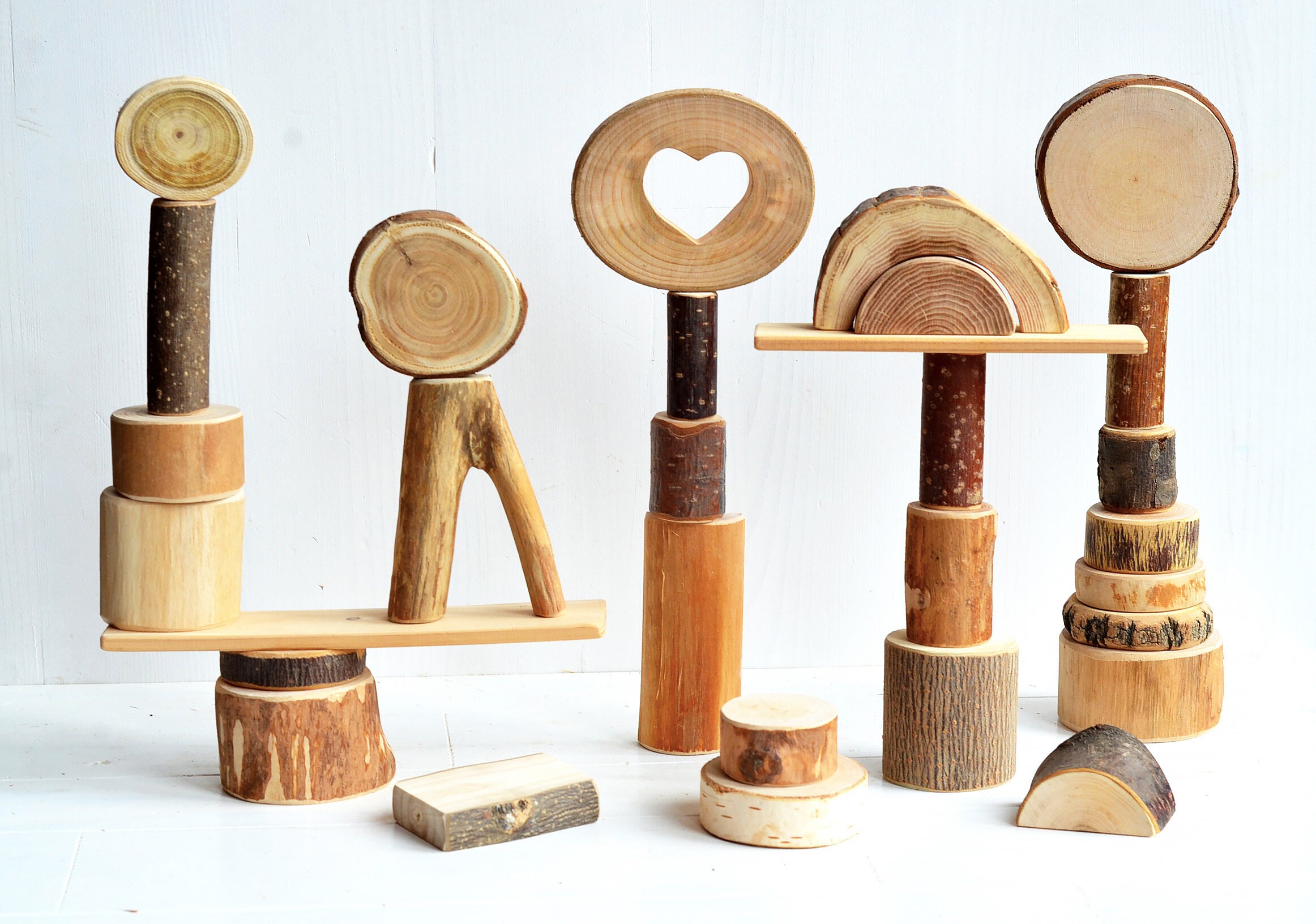 Natural wood toy 30 tree blocks Wooden building blocks | Etsy