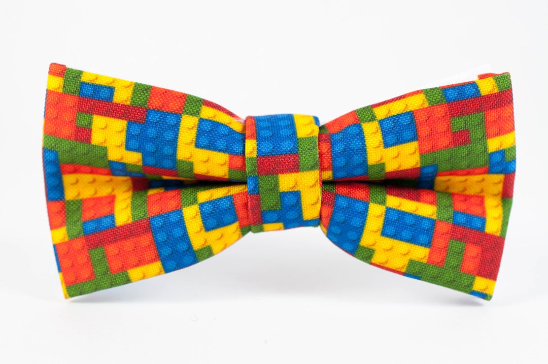 Handmade Toy Brick Bow Tie: Colorful Squares Pattern - Etsy